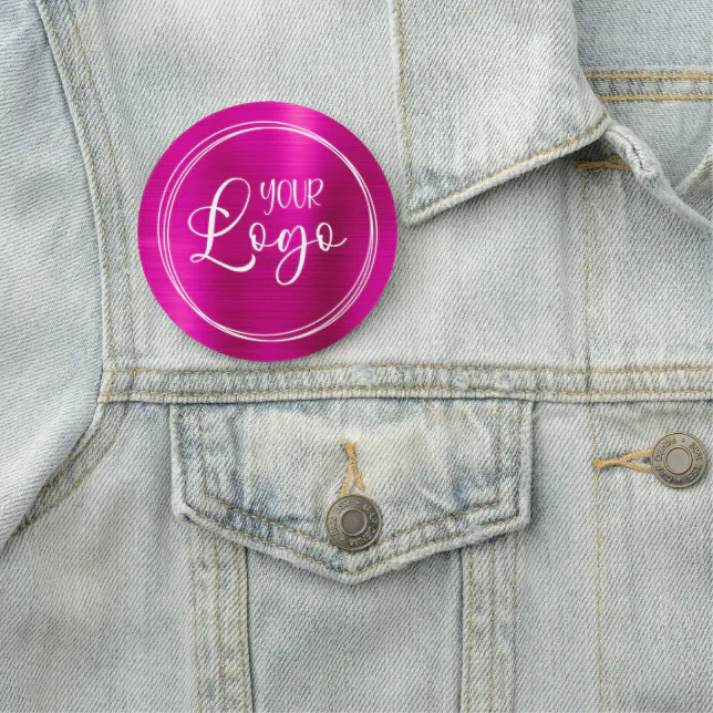 Metallic Hot Pink Circular Logo Name Tag | Zazzle