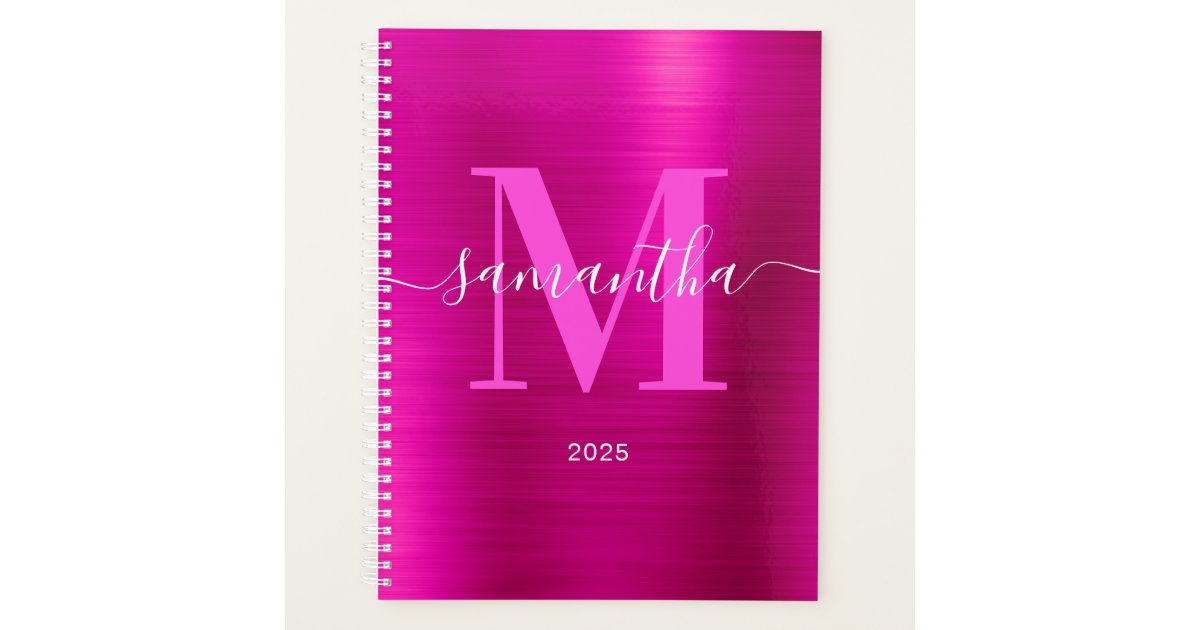 Metallic Hot Pink Signature Monogram 2025 Planner | Zazzle