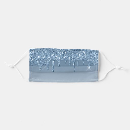 Metallic Ice Blue Glitter Melt Frozen Icing Drip Adult Cloth Face Mask ...