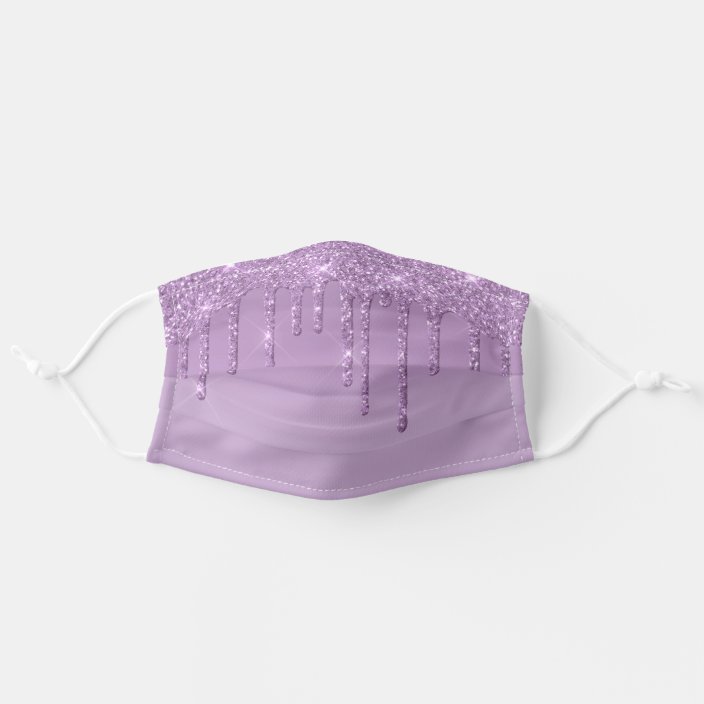 Metallic Lavender Purple Glitter Dripping Mauve Adult Cloth Face Mask ...