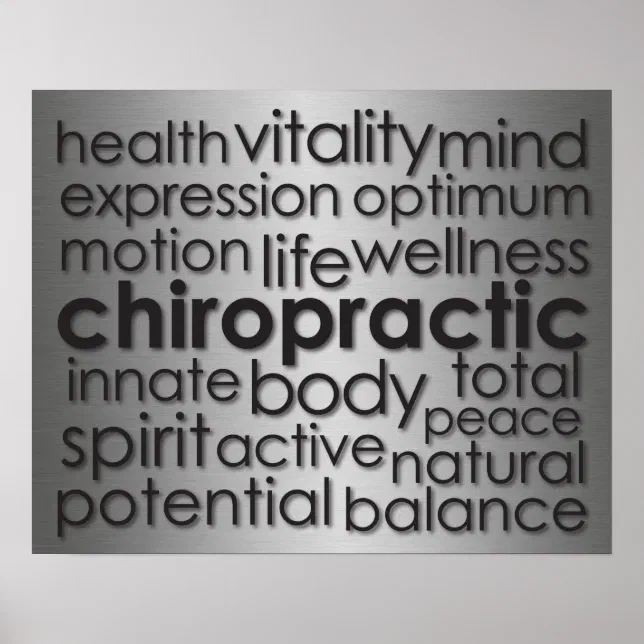 Metallic-Look Chiropractic Word Collage Poster | Zazzle