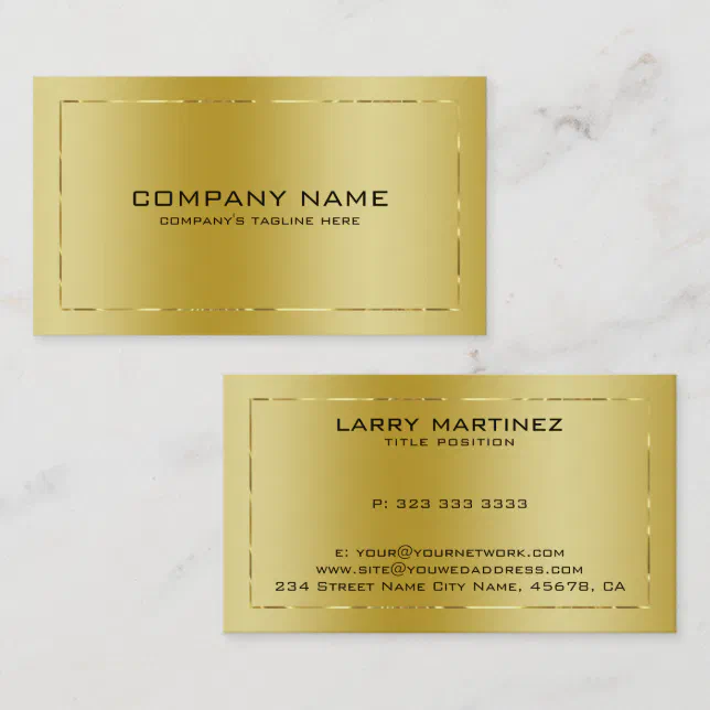 Metallic Look Faux Gold Background Business Card | Zazzle