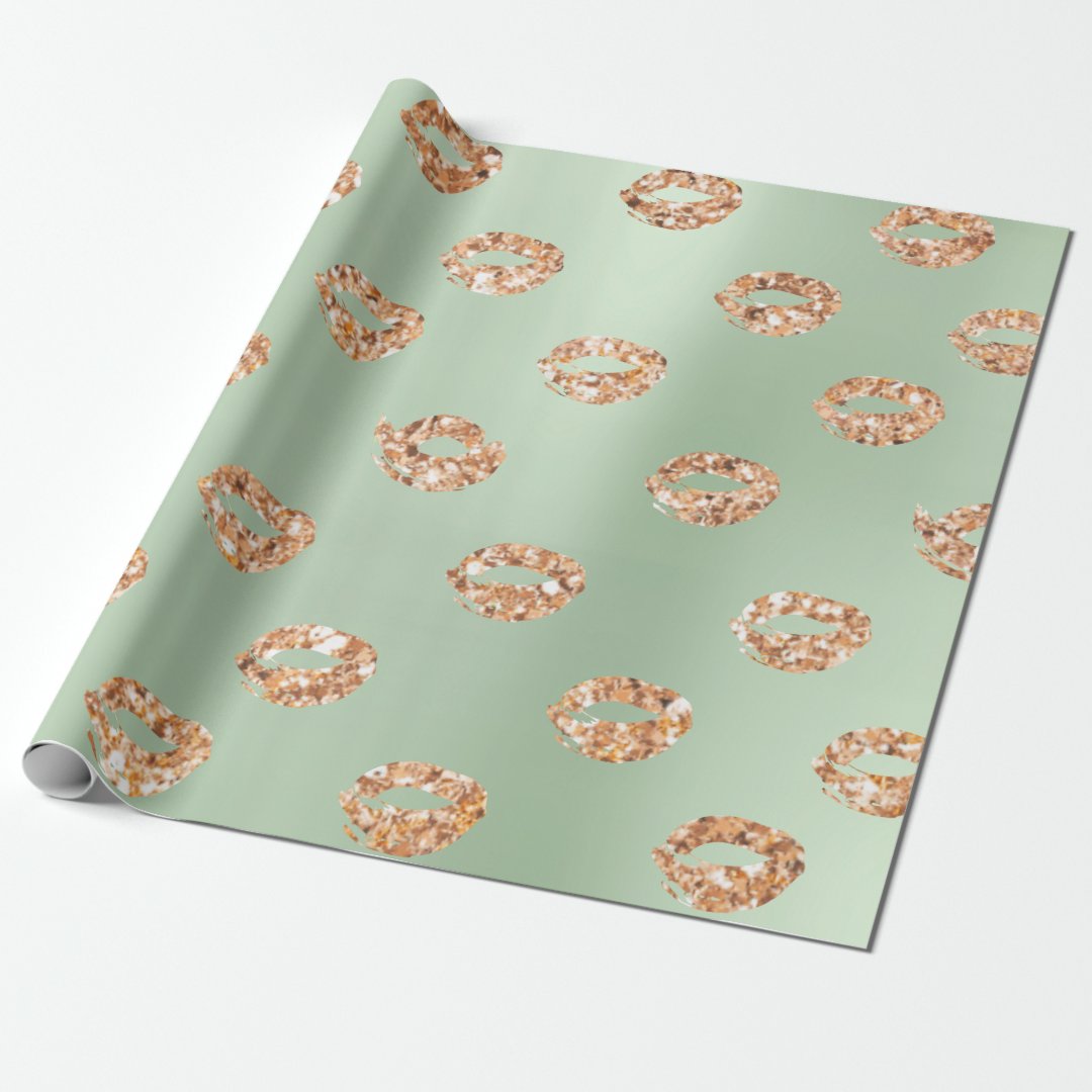 Metallic Mint Green Tiffany 3D Rose Gold Copper Wrapping Paper | Zazzle