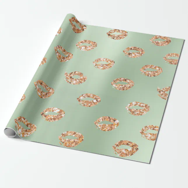 Metallic Mint Green Tiffany 3D Rose Gold Copper Wrapping Paper | Zazzle