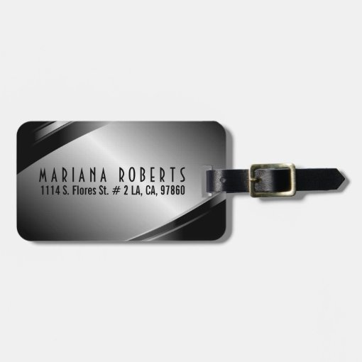 Metallic Monogramed Gray Brushed Aluminum Look Luggage Tag | Zazzle