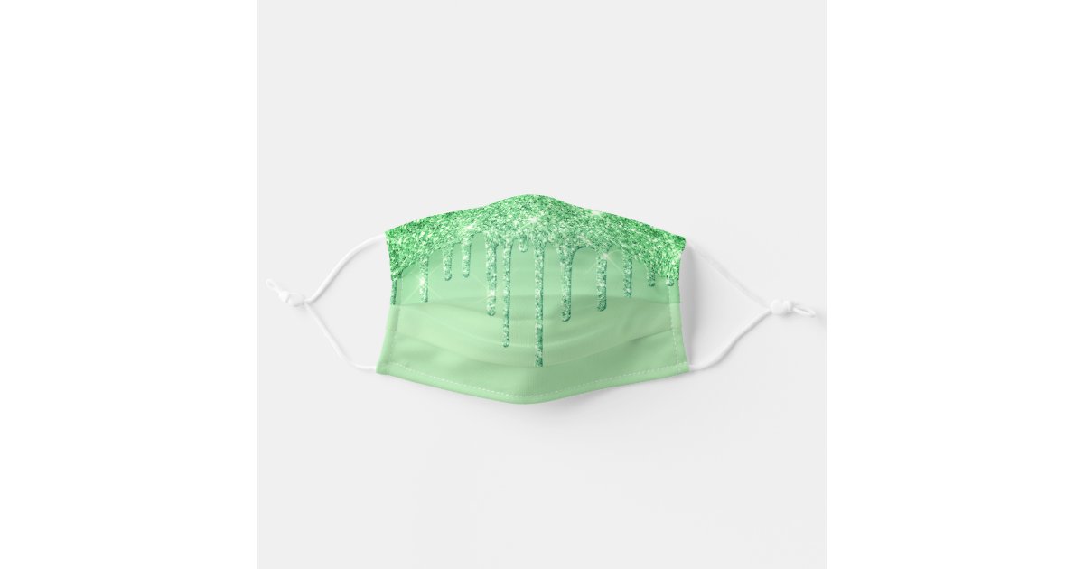 Metallic Neon Green Glitter Dripping Icing Slime Adult Cloth Face Mask ...