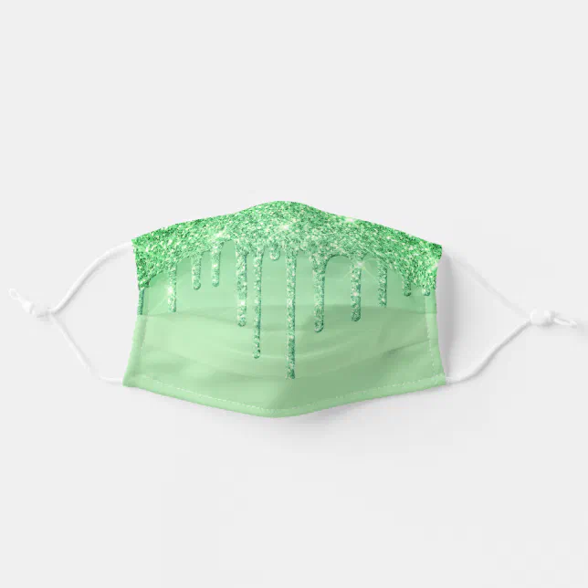 Metallic Neon Green Glitter Dripping Icing Slime Adult Cloth Face Mask ...