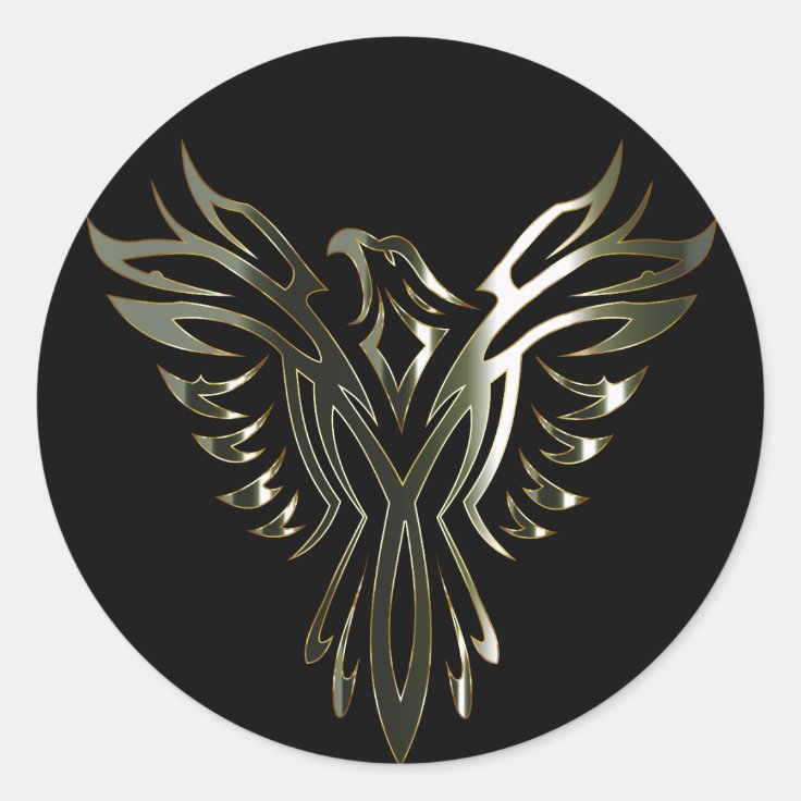 Metallic Phoenix Classic Round Sticker | Zazzle