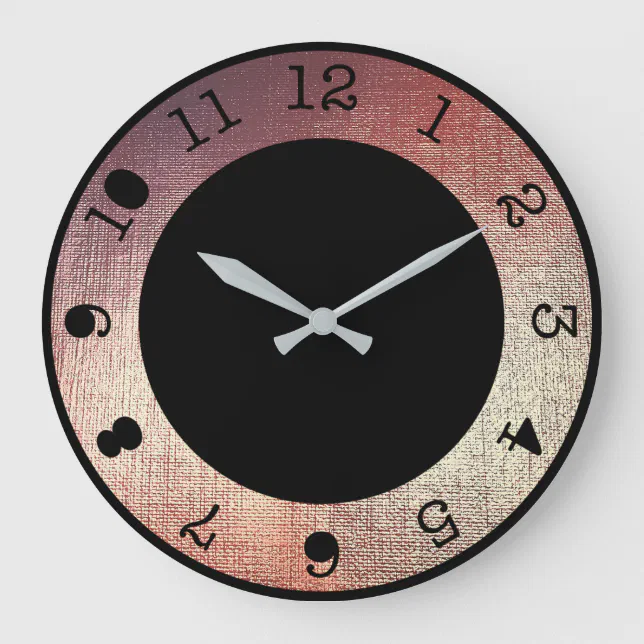 Metallic Pink Rose Gold Blush Contemporary Black Large Clock | Zazzle