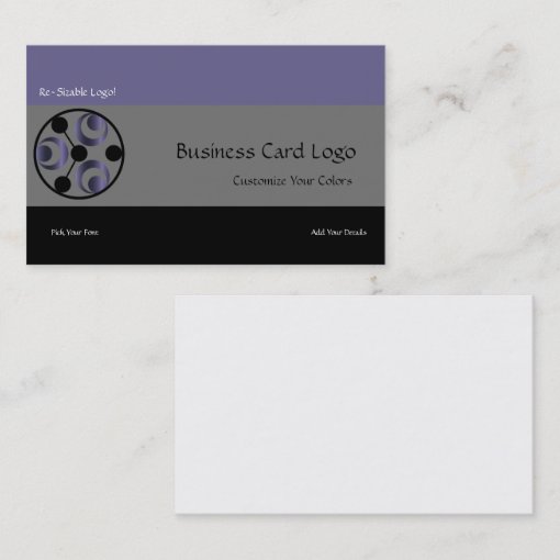 Metallic Purple Black - Planets and Moons Logo Business Card | Zazzle