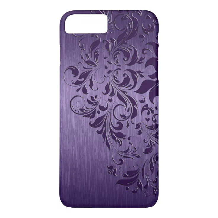 Metallic Purple Brushed Aluminum Purple Lace Case-Mate iPhone Case | Zazzle
