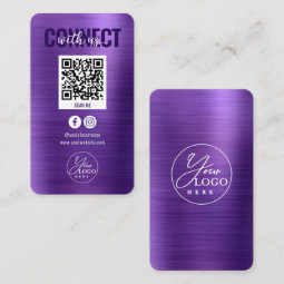 Metallic Purple Connect With Social Media QR Code Business Card | Zazzle