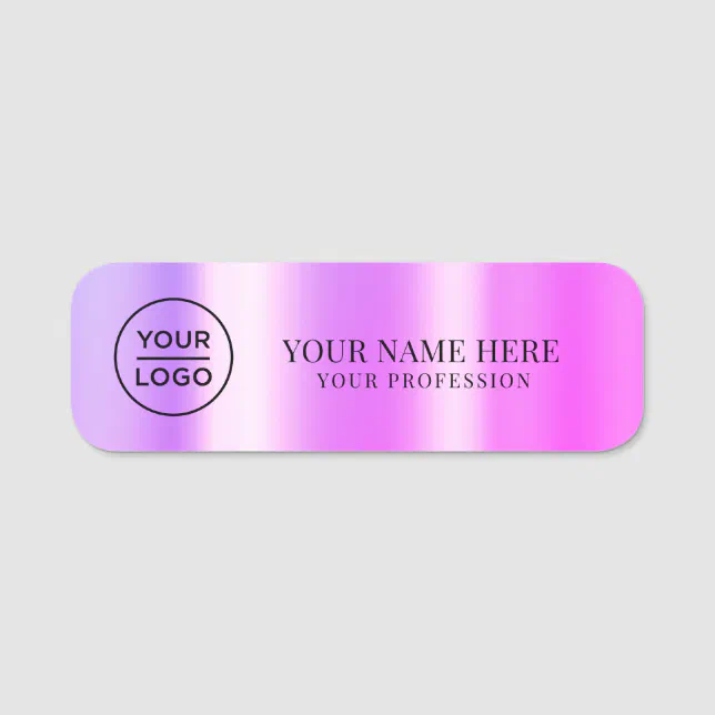 Metallic Purple Logo Employee magnetic, safety pin Name Tag | Zazzle