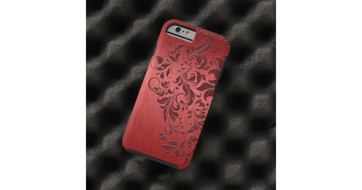 Metallic Red Brushed Aluminum & Dark Red Lace Case-Mate iPhone Case ...