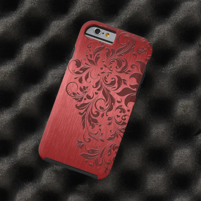 Metallic Red Brushed Aluminum & Dark Red Lace Case-Mate iPhone Case ...