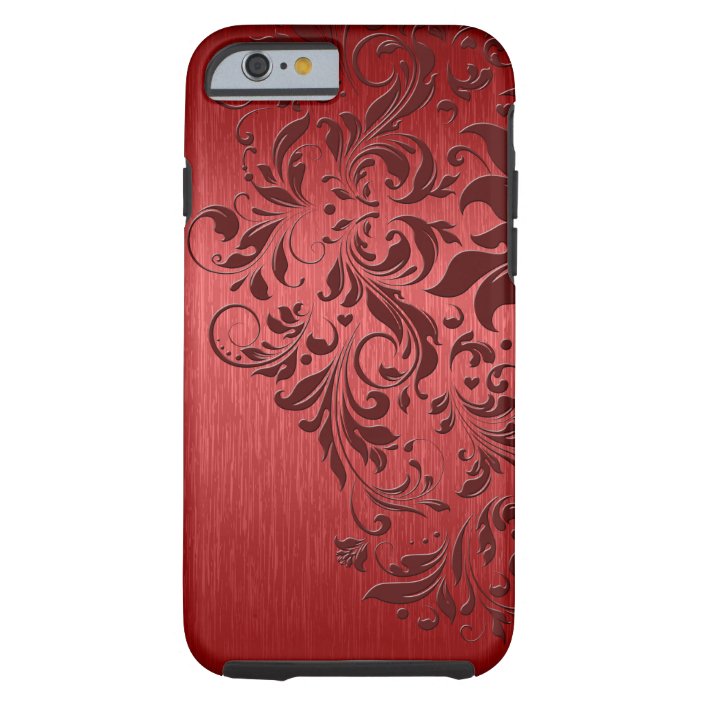 Metallic Red Brushed Aluminum & Dark Red Lace Case-Mate iPhone Case ...