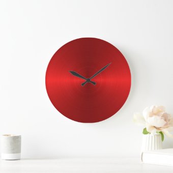 Metallic Red Concentric Circle Gradient Large Clock | Zazzle