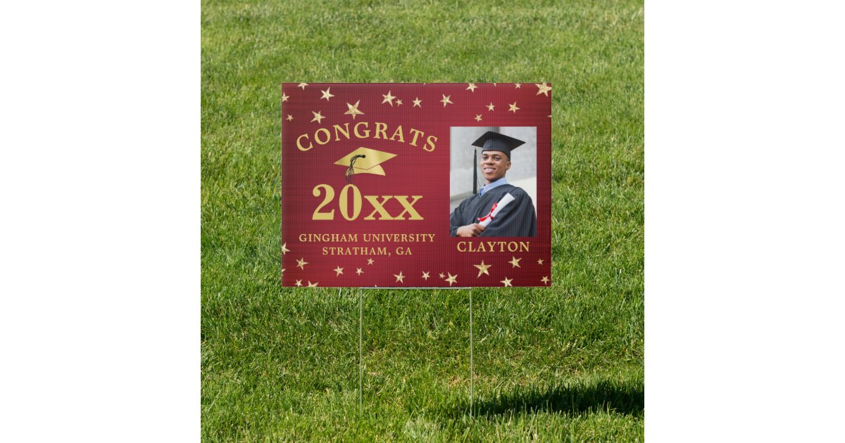 Metallic Red Gold Photo Class Year Graduation Sign | Zazzle