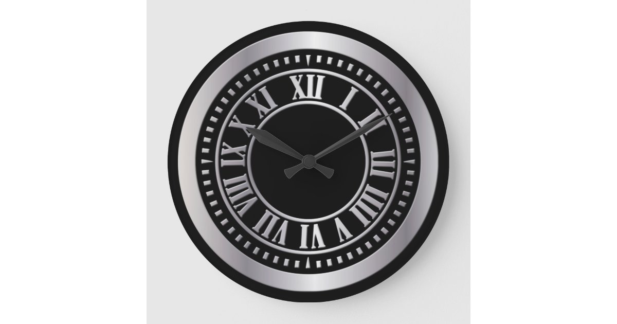 Metallic Roman Numerals Clock Face - Silver | Zazzle
