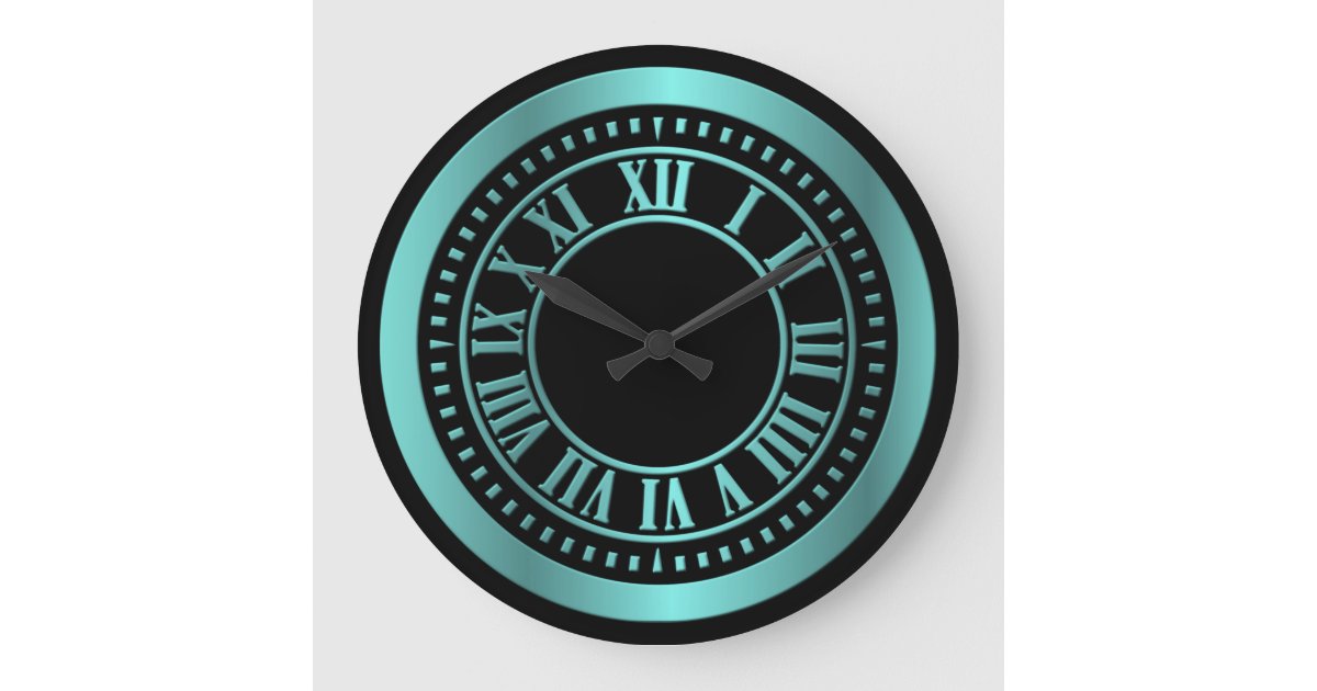 Metallic Roman Numerals Clock Face - Teal | Zazzle