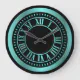 Metallic Roman Numerals Clock Face - Teal | Zazzle