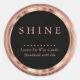 Metallic Rose Gold Design and Black Classic Round Sticker | Zazzle