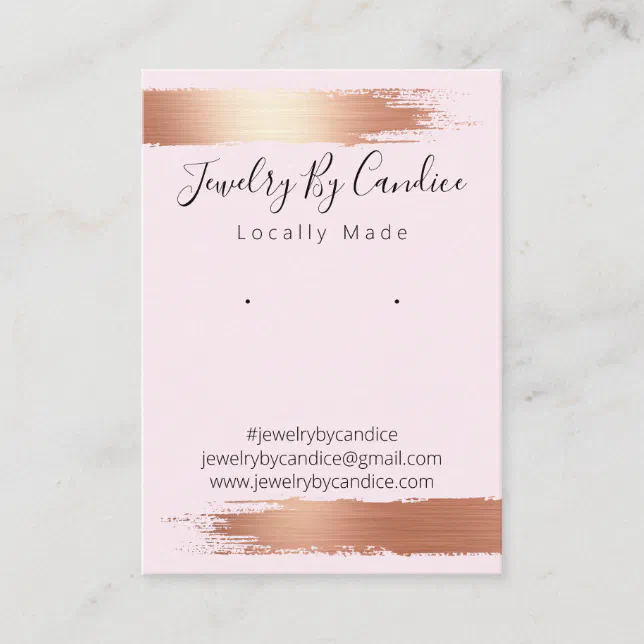 Metallic Rose Gold Handmade Jewelry Display Card | Zazzle