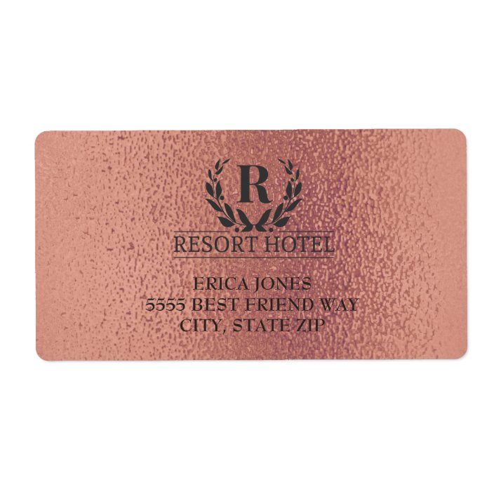 Metallic Rose Gold Pink Add Logo and Background Label | Zazzle.com