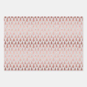 Metallic Rose Gold Platinum Silver Christmas Trees Wrapping Paper ...