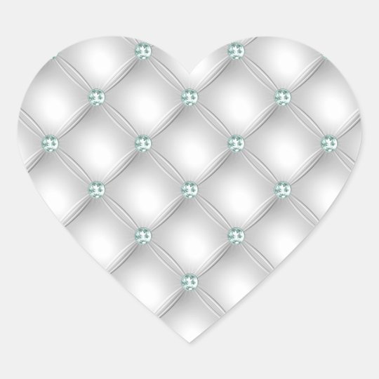 Metallic Satin White Mint Green Bling Glam Heart Sticker | Zazzle.com