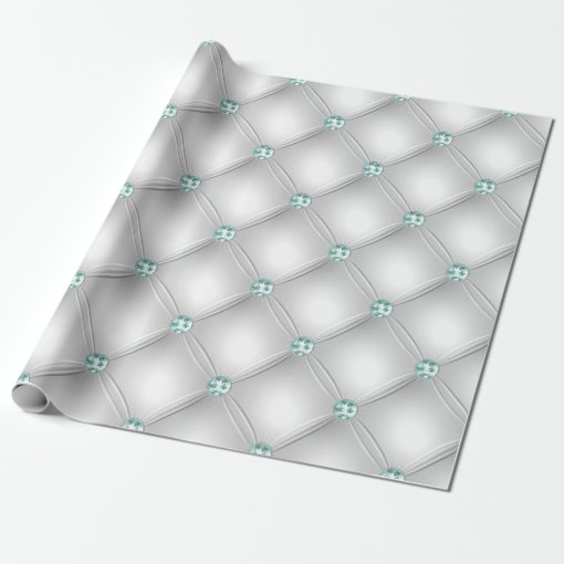 Metallic Satin White Mint Green Bling Wrapping Paper | Zazzle