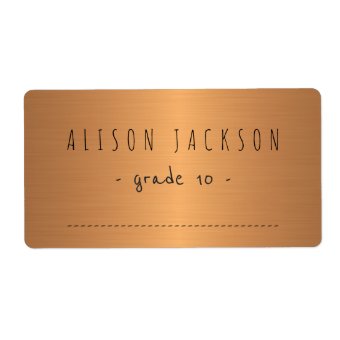 Metallic shinny gradient copper notebooks label | Zazzle