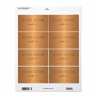 Metallic shinny gradient copper notebooks label | Zazzle
