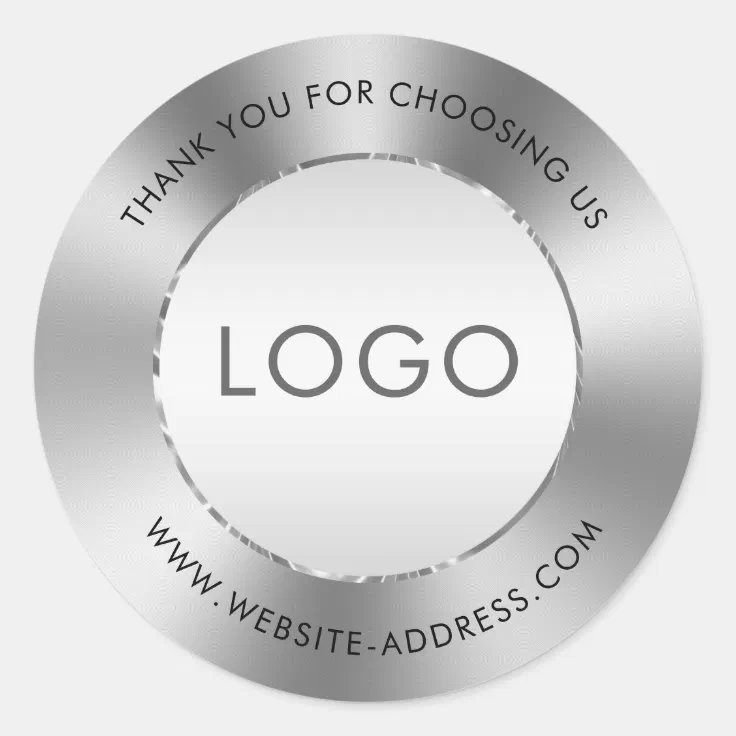Metallic Shiny Stainless Steel Look Classic Round Sticker | Zazzle
