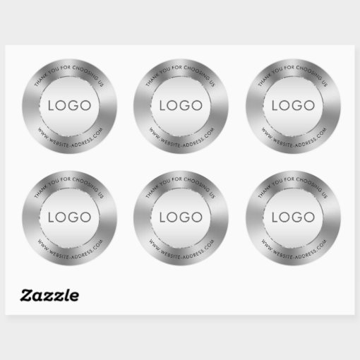 Metallic Shiny Stainless Steel Look Classic Round Sticker | Zazzle