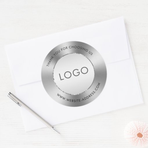 Metallic Shiny Stainless Steel Look Classic Round Sticker | Zazzle