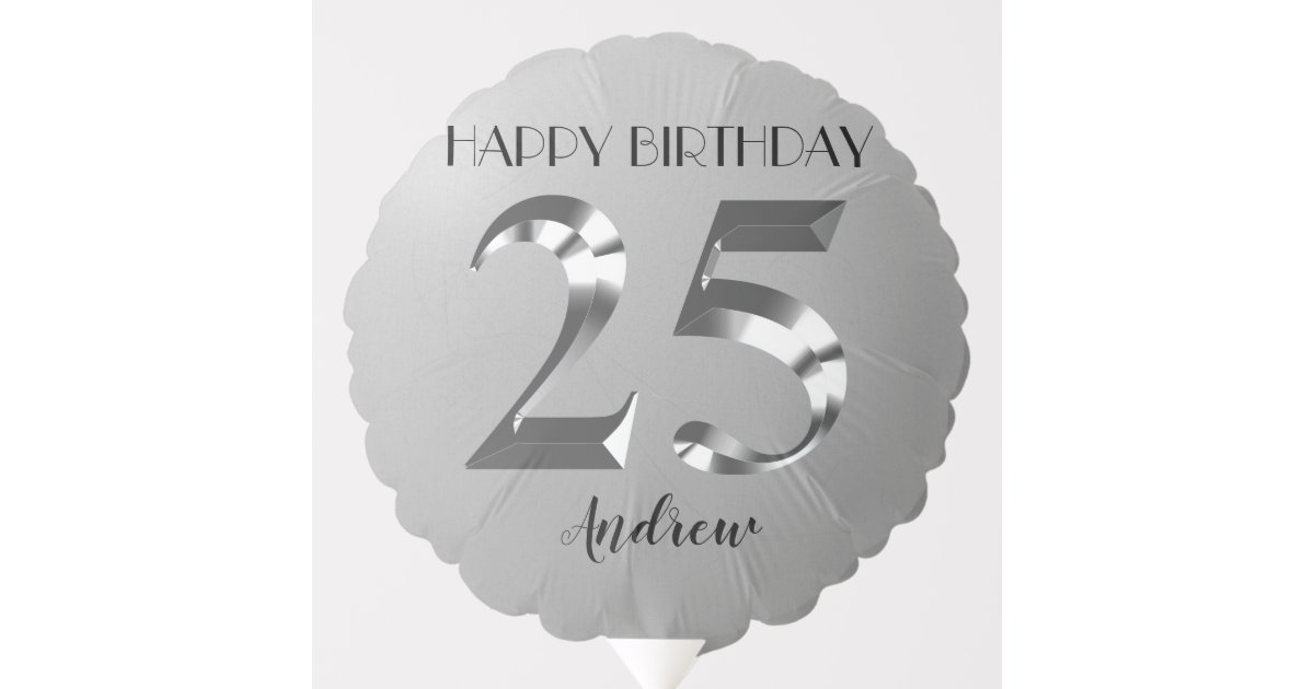 Metallic Silver 25th birthday Balloon | Zazzle