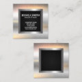 Metallic Silver Glossy Border | Black Mesh Square Business Card | Zazzle