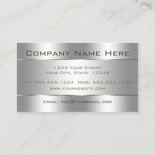 Metallic Silver Professional Elegant Business Card | Zazzle