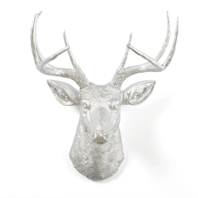 Metallic Silver Stag Deer Head | Zazzle