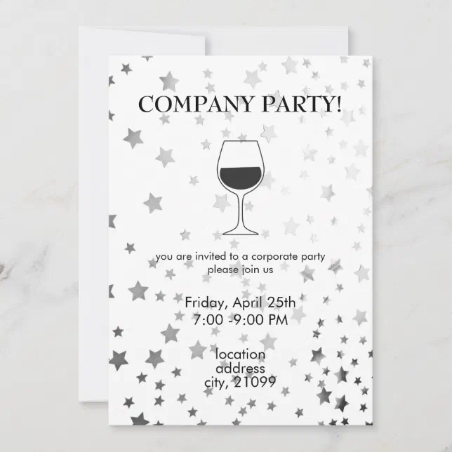 Metallic Silver Stars Invitation | Zazzle