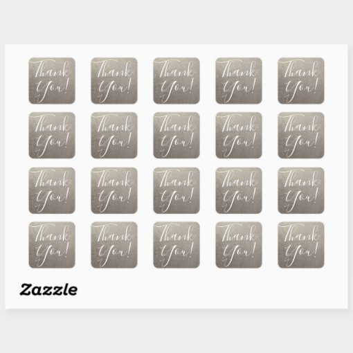 Metallic Silver Thank You Square Sticker | Zazzle