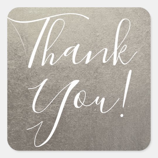 Metallic Silver Thank You Square Sticker | Zazzle.com