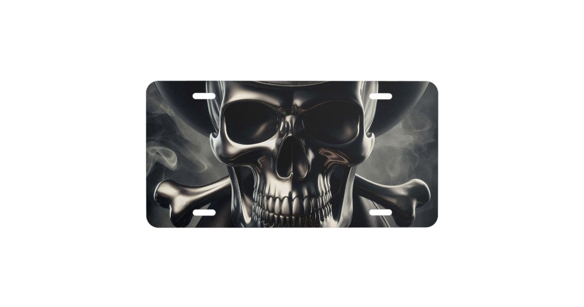 Metallic Skull Cowboy License Plate | Zazzle