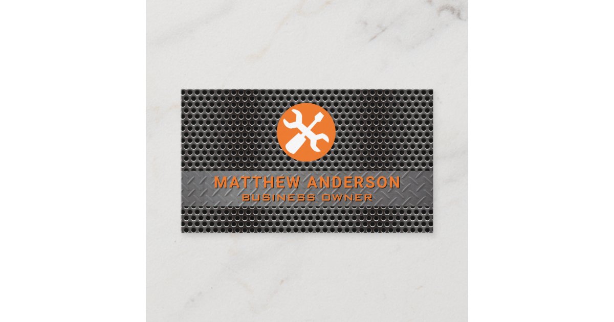 Metallic Steel | Hand Tool Logo Business Card | Zazzle