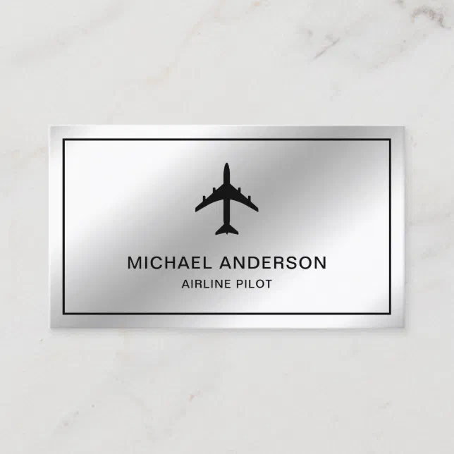 Metallic Steel Jet Aircraft Airplane Airline Pilot Business Card | Zazzle