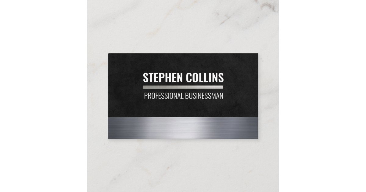 Metallic Trim | Black Texture Business Card | Zazzle