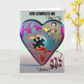 Metallic You Complete Me Puzzle Heart Birthday Card | Zazzle
