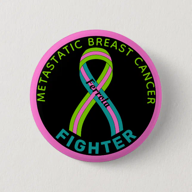 Metastatic Breast Cancer Fighter Ribbon Black Button | Zazzle
