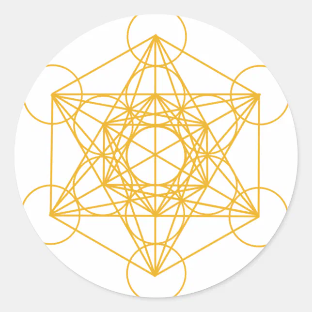 Metatron Cube Gold Classic Round Sticker | Zazzle